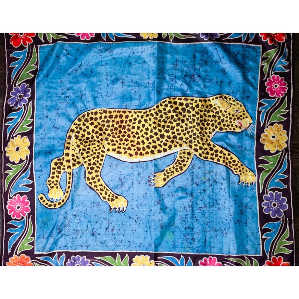 Silk Wax Batik Print Leopard & Animals Scarf - 44" X … - Gem